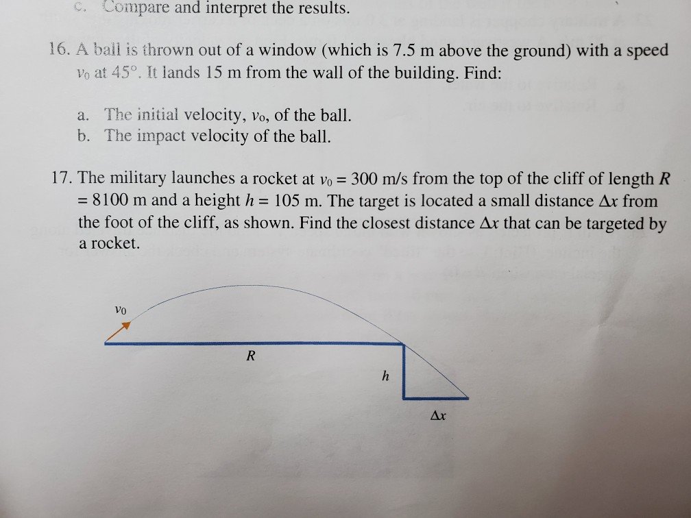 Solved 16 A ball is thrown out of a window (which is 7.5 m | Chegg.com