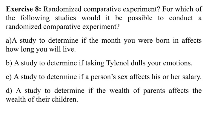 Solved Exercise 8 Randomized Comparative Experiment For 8986
