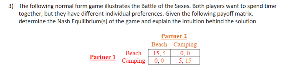 Solved This is question 3 from my game theory assignment in | Chegg.com