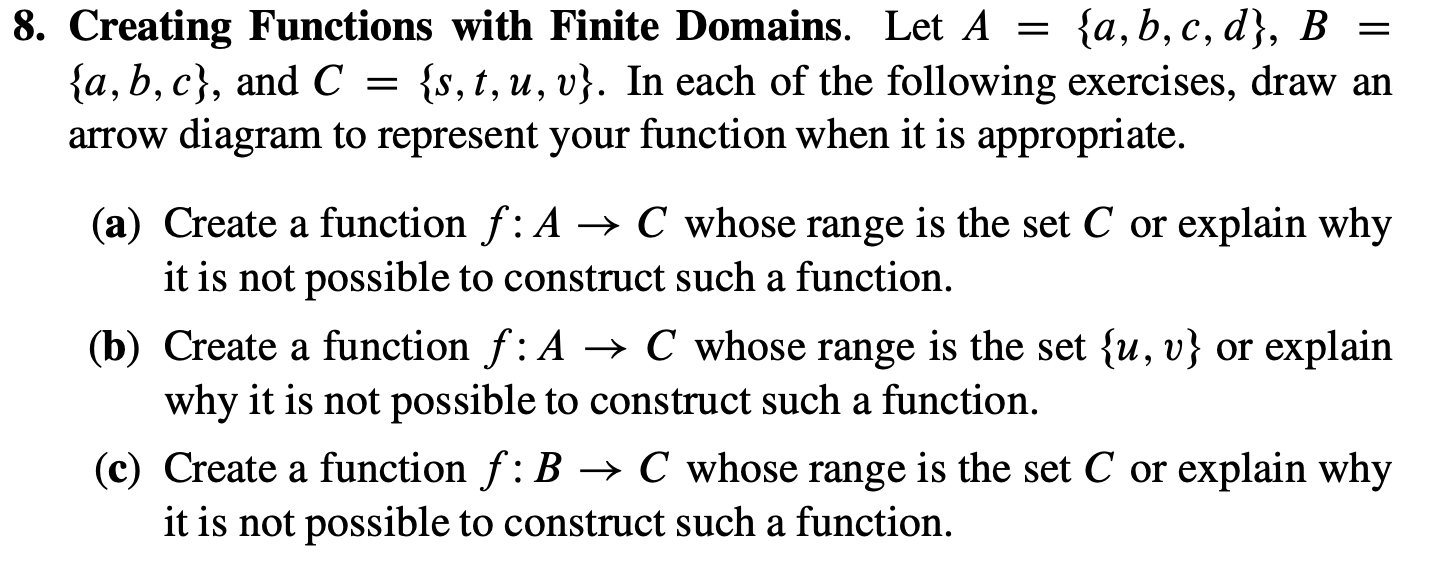 Solved 2 8. Creating Functions with Finite Domains. Let A = | Chegg.com