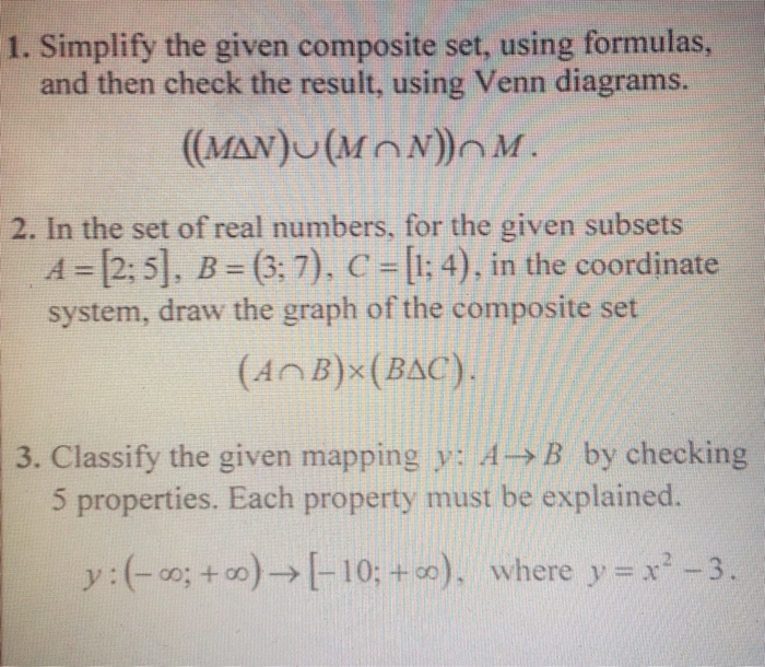 Solved 1. Simplify the given composite set, using formulas, | Chegg.com
