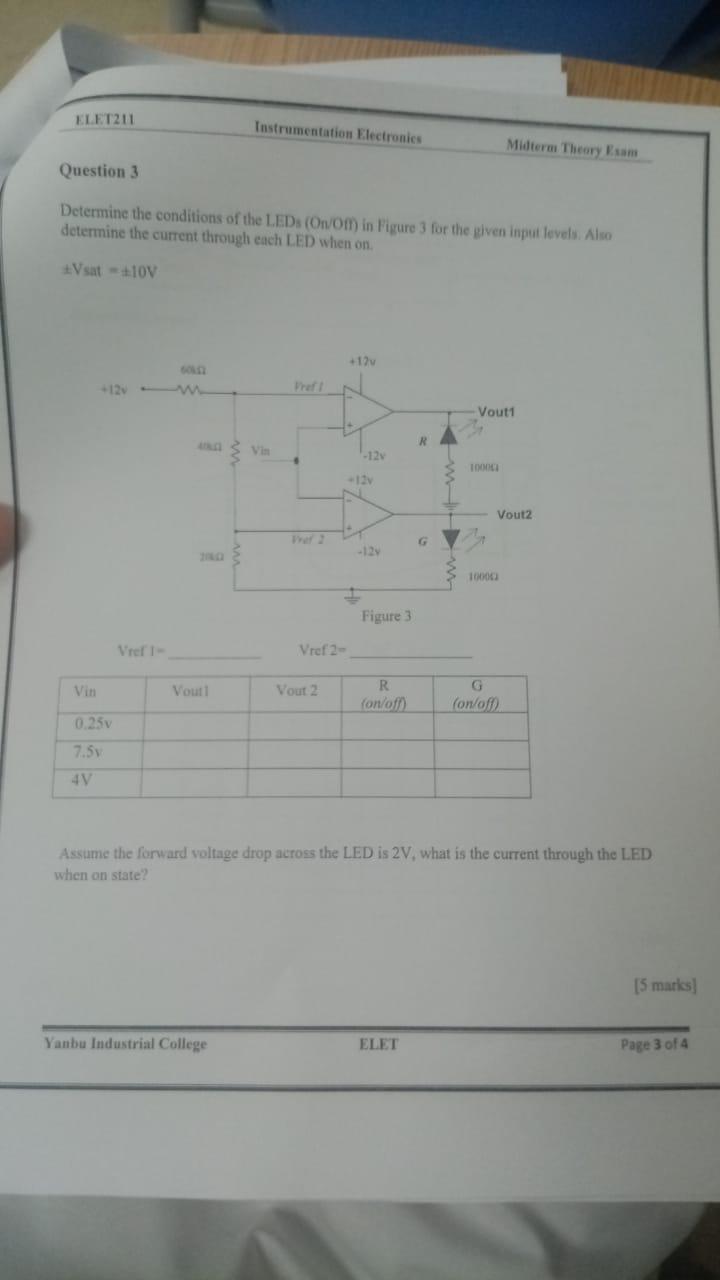 ELET211 Instrumentation Electronics Midterm Theory | Chegg.com