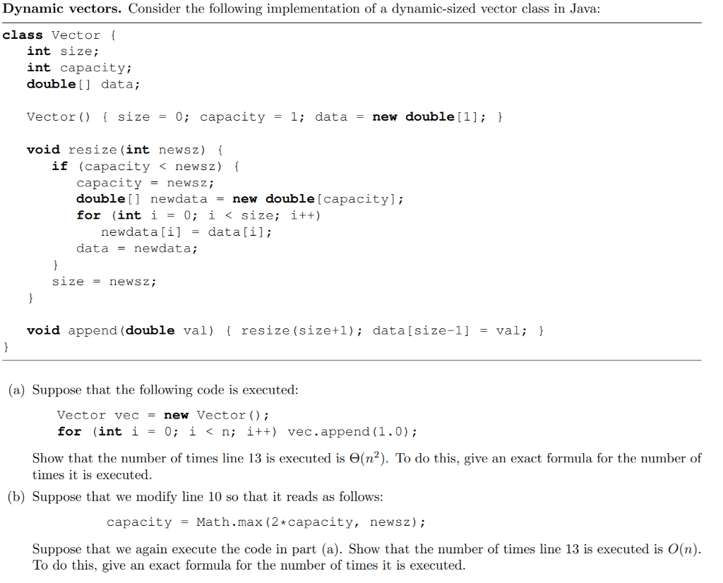 Solved Dynamic vectors. Consider the following | Chegg.com