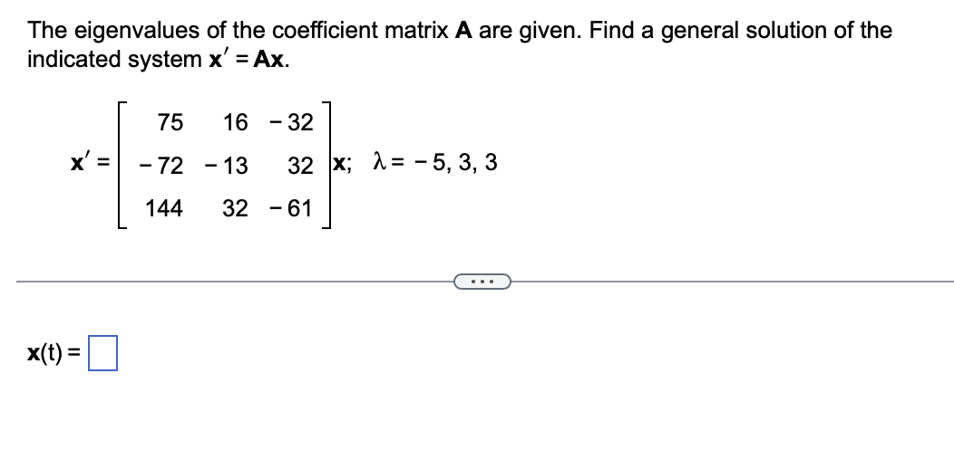 Solved The eigenvalues of the coefficient matrix A are | Chegg.com