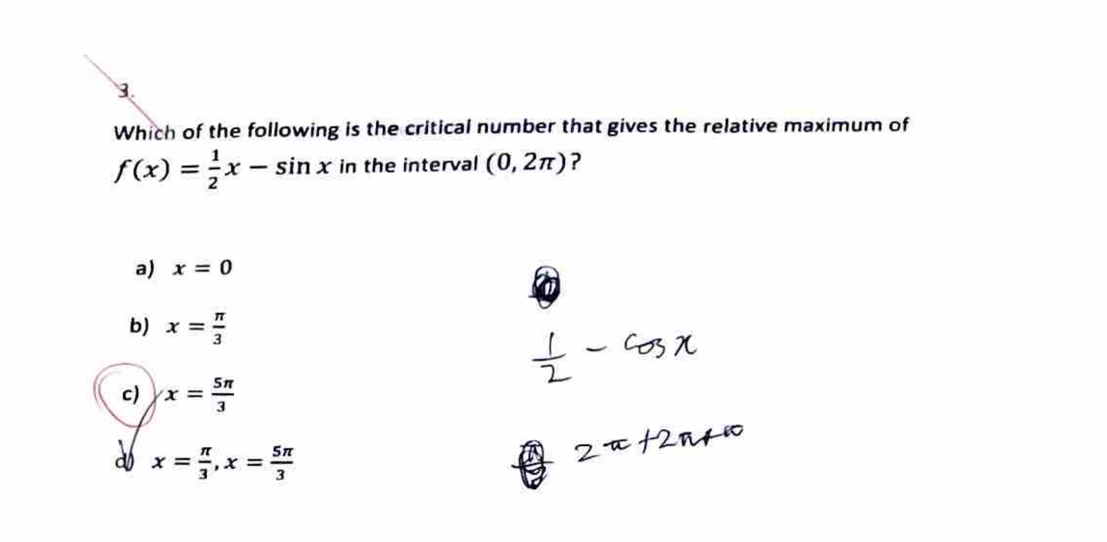 Solved Which of the following is the critical number that | Chegg.com