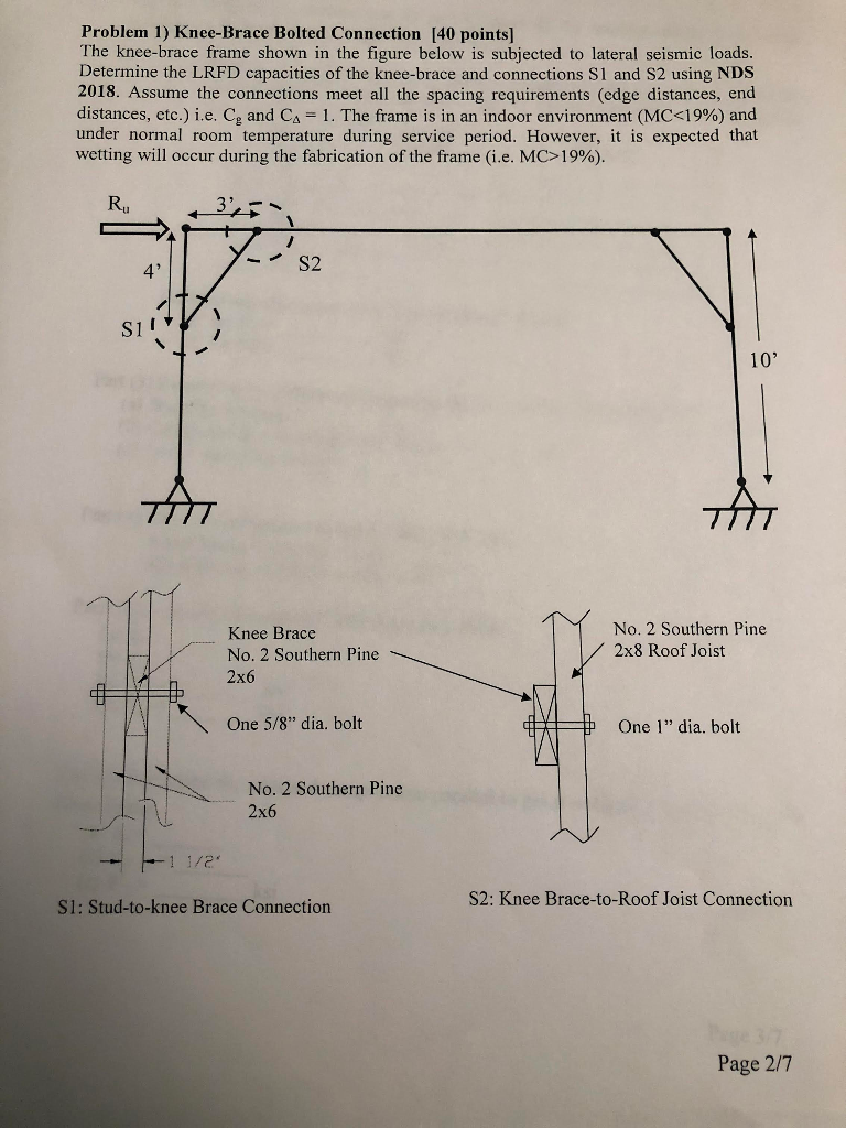 Problem 1) Knee-Brace Bolted Connection [40 points) | Chegg.com