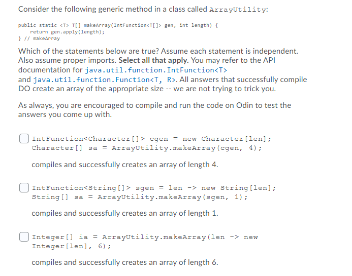 Solved Consider the following generic method in a class | Chegg.com