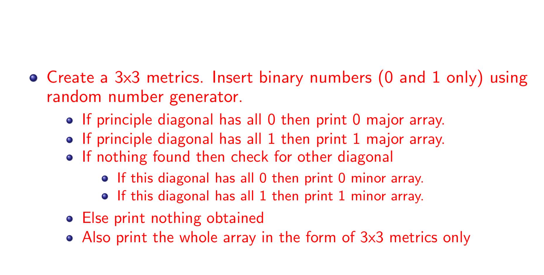 Solved • Create a 3x3 metrics. Insert binary numbers (0 and | Chegg.com