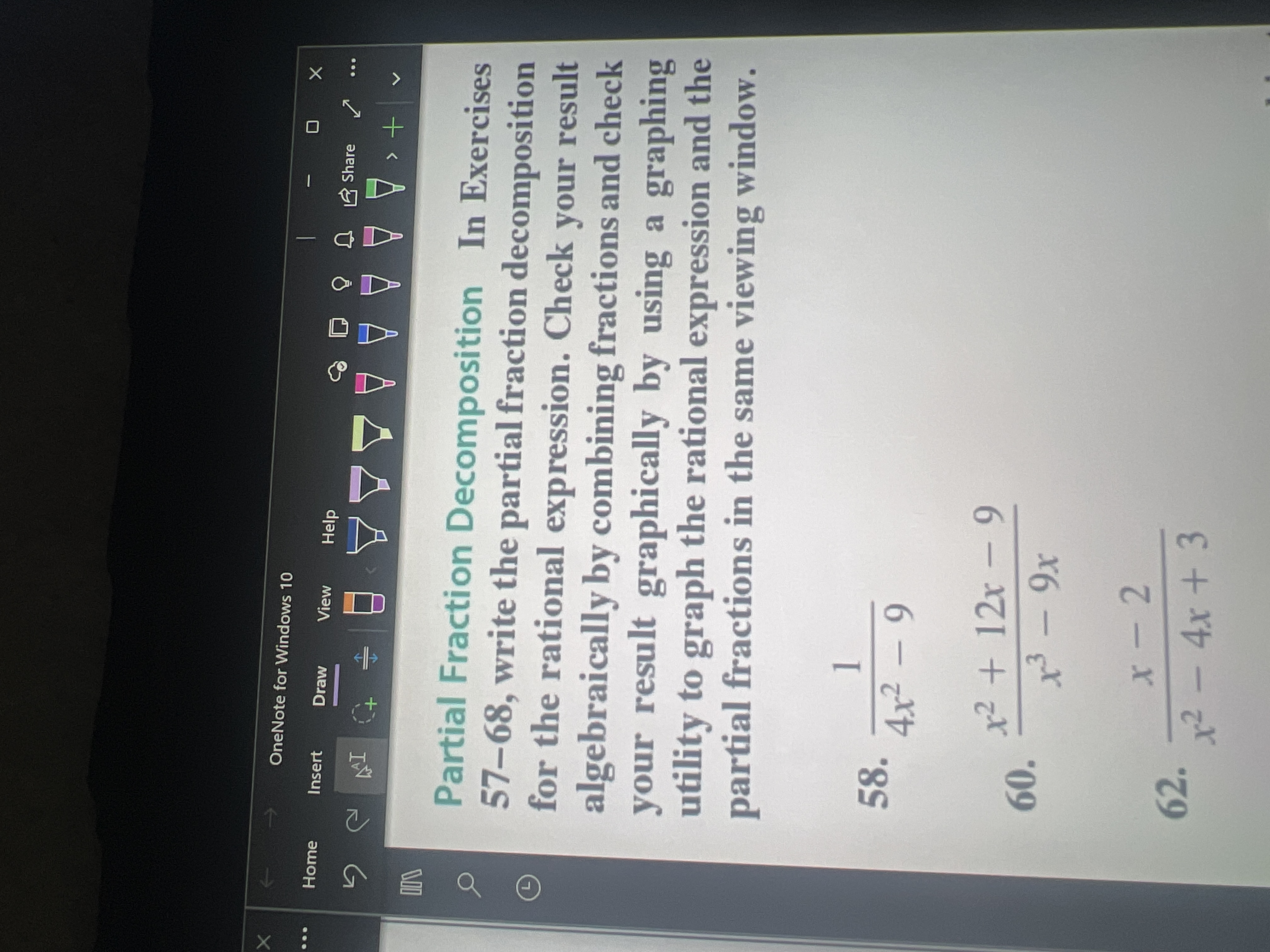 Solved Partial Fraction Decomposition In Exercises57 68