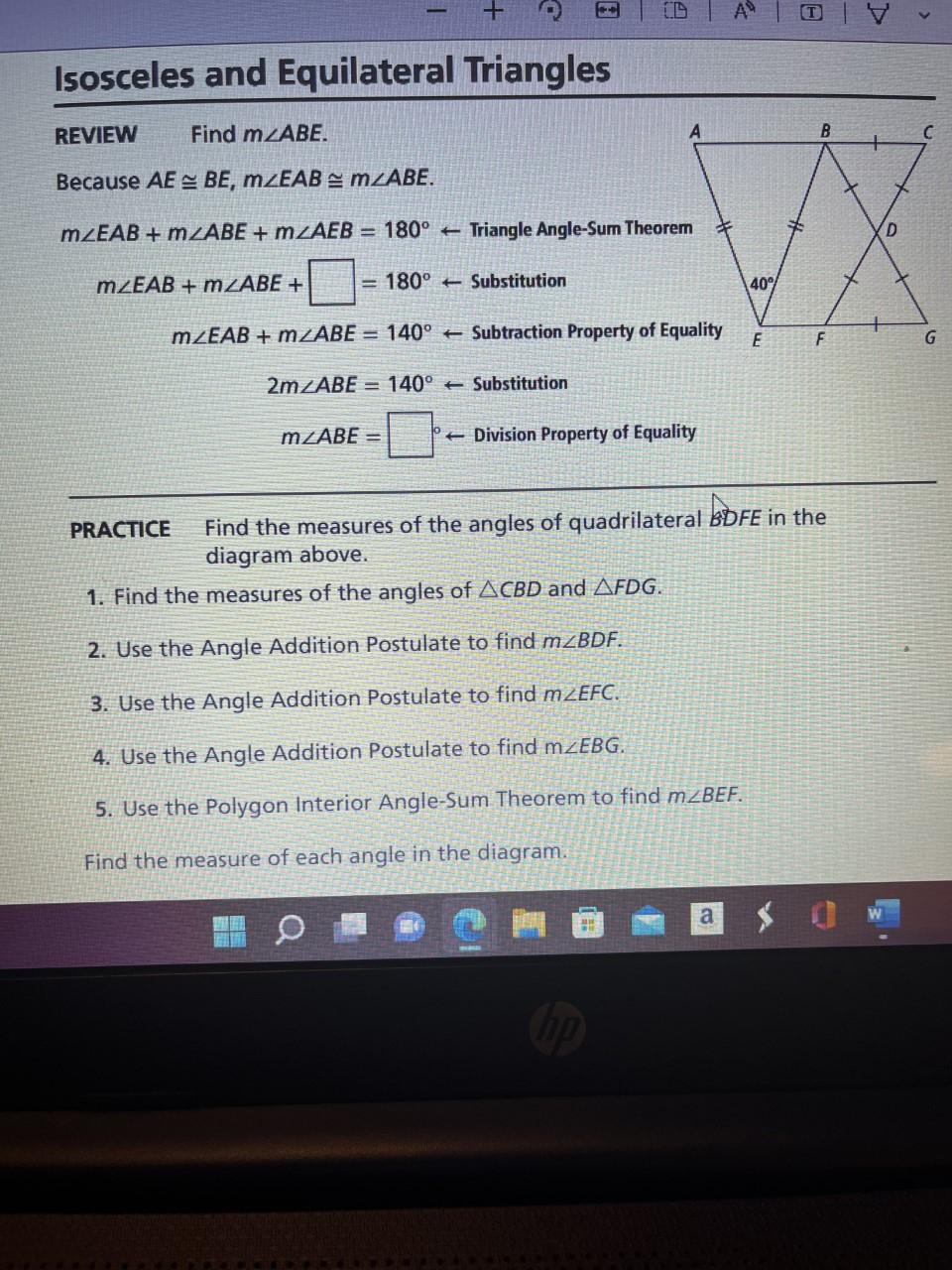 Solved PRACTICE Find the measures of the angles of | Chegg.com