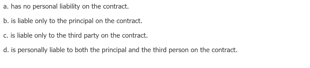 Solved An agent making a proper contract with a third person | Chegg.com