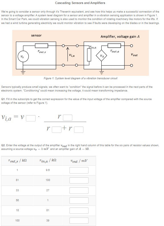 Solved Cascading Sensors and Amplifiers We're going to | Chegg.com