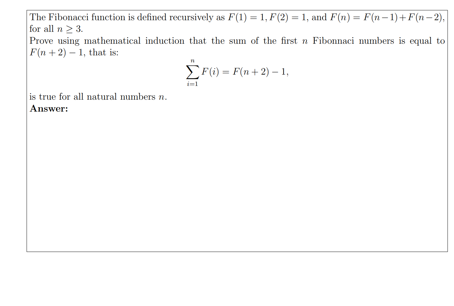 Solved The Fibonacci function is defined recursively as F(1) | Chegg.com