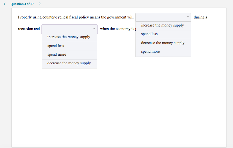 Solved Question 4 of 17 > Properly using counter-cyclical | Chegg.com