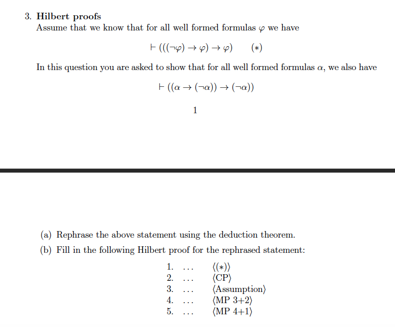 3. Hilbert proofs Assume that we know that for all | Chegg.com