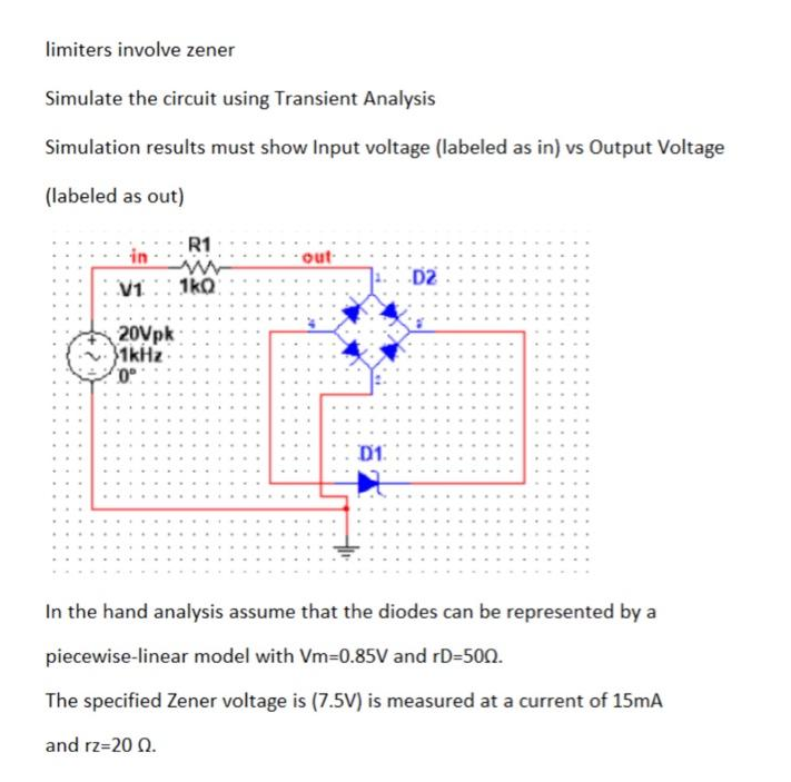 Solved limiters involve zener Simulate the circuit using | Chegg.com