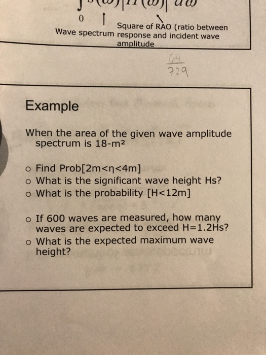 Solved Square of RAO (ratio between Wave spectrum response | Chegg.com
