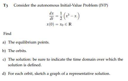 Solved T3 Consider the autonomous Initial-Value Problem | Chegg.com