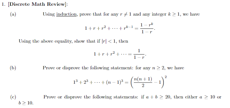 Solved 1 [discrete Math Review] A Using Induction Prove