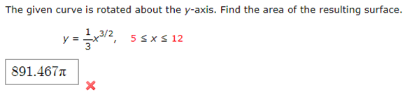 Solved The given curve is rotated about the y-axis. Find the | Chegg.com