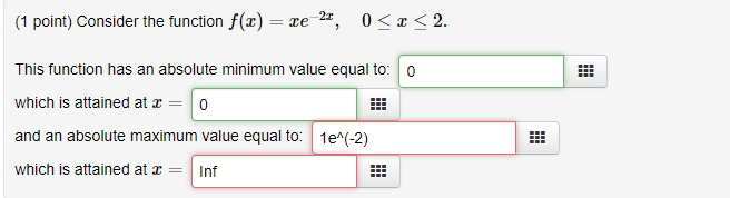 Solved This function has an absolute minimum value equal to: | Chegg.com