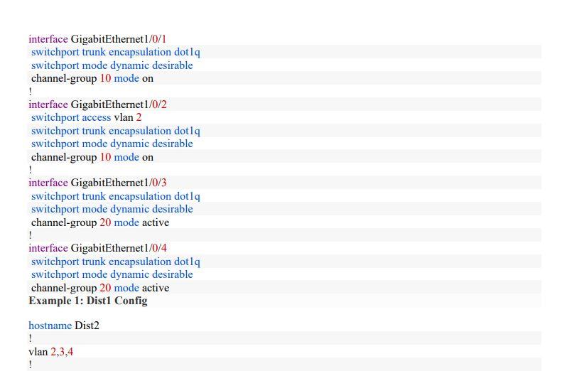 Solved Config Lab L2 EtherChannel 2 Both layer 2 | Chegg.com