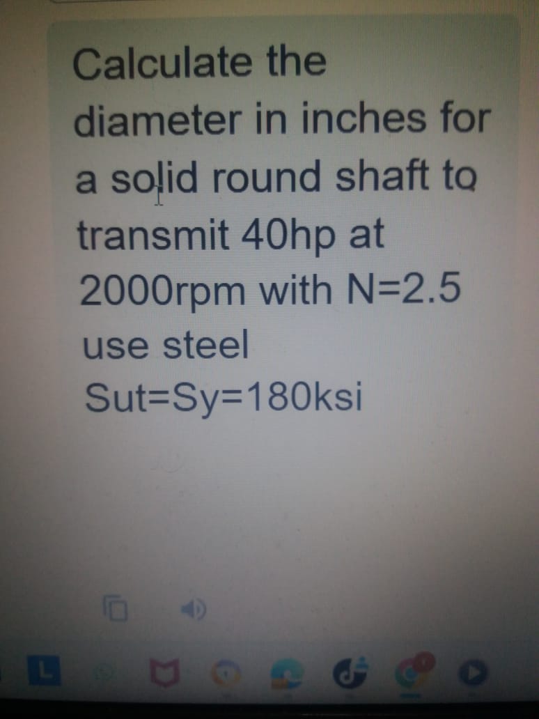 Solved Calculate thediameter in inches fora solid round | Chegg.com