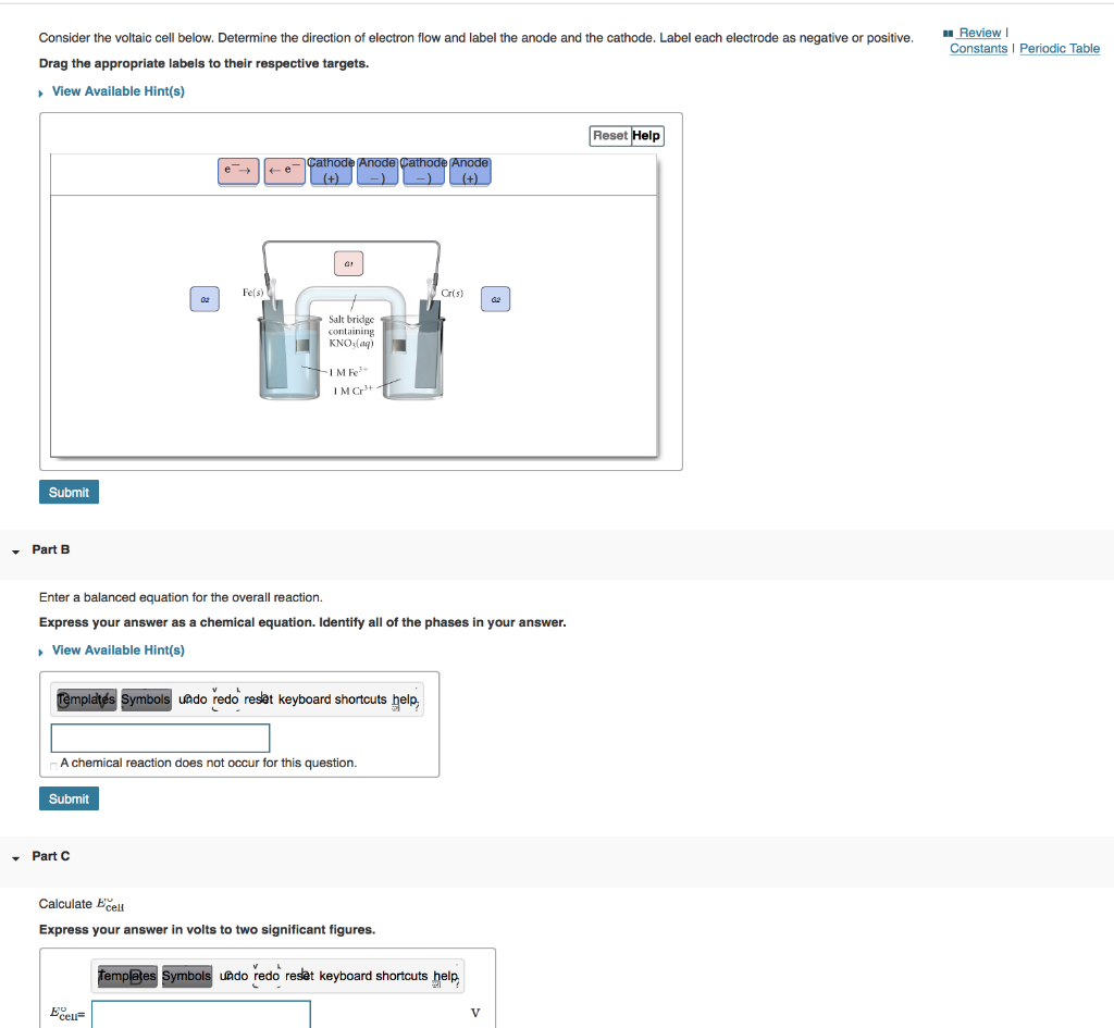 Solved Consider the voltaic cell below. Determine the | Chegg.com