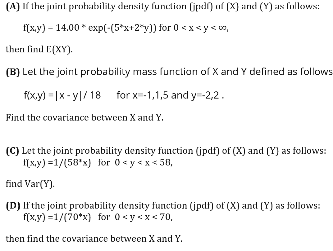 Solved (A) If the joint probability density function (pdf) | Chegg.com