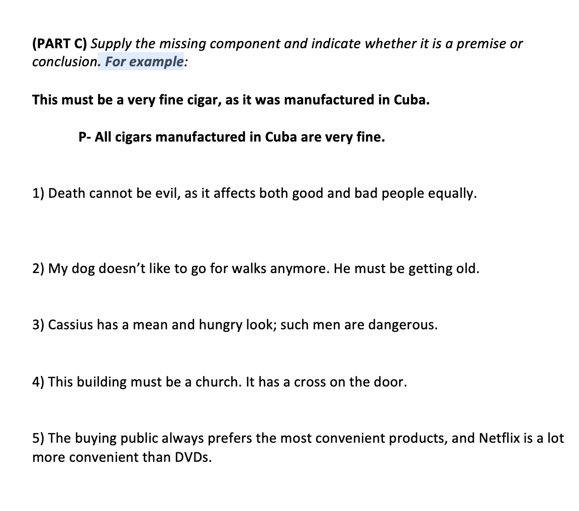Solved (PART C) Supply the missing component and indicate | Chegg.com