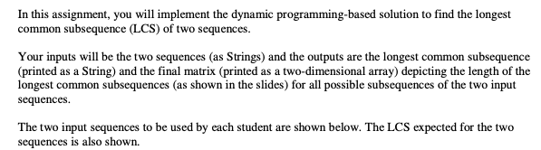 Solved In this assignment, you will implement the dynamic | Chegg.com