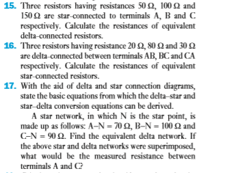Solved 15. Three resistors having resistances 50 , 100 and | Chegg.com
