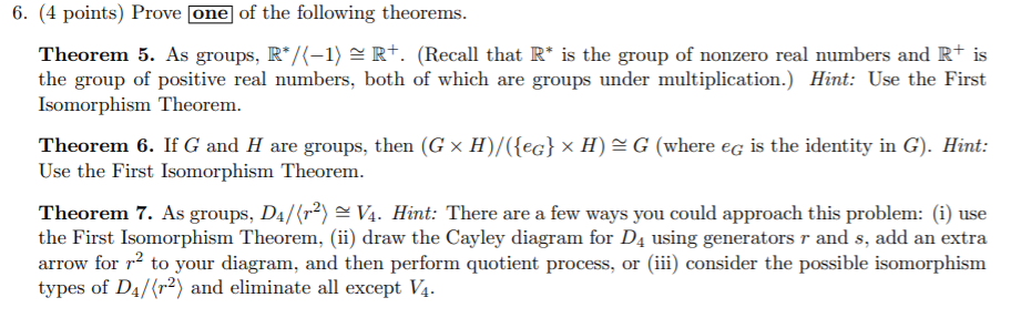 Solved 6. (4 points) Prove one of the following theorems. | Chegg.com