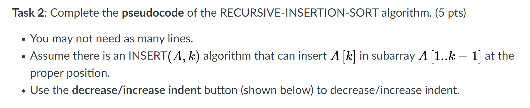 Solved We can express insertion sort as a recursive | Chegg.com