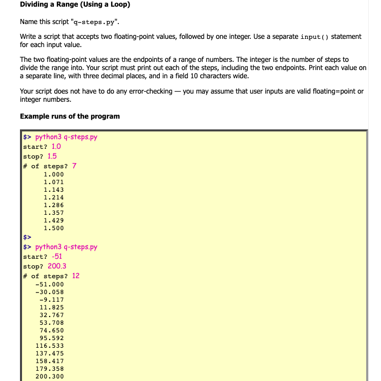 Solved Dividing a Range (Using a Loop) Name this script | Chegg.com