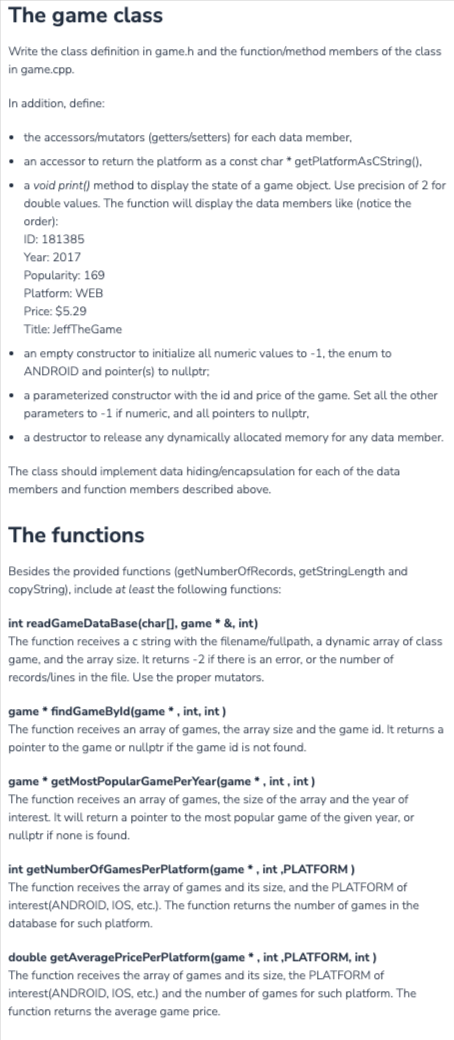 Solved 1. Problem statement Definitions A class game: is | Chegg.com