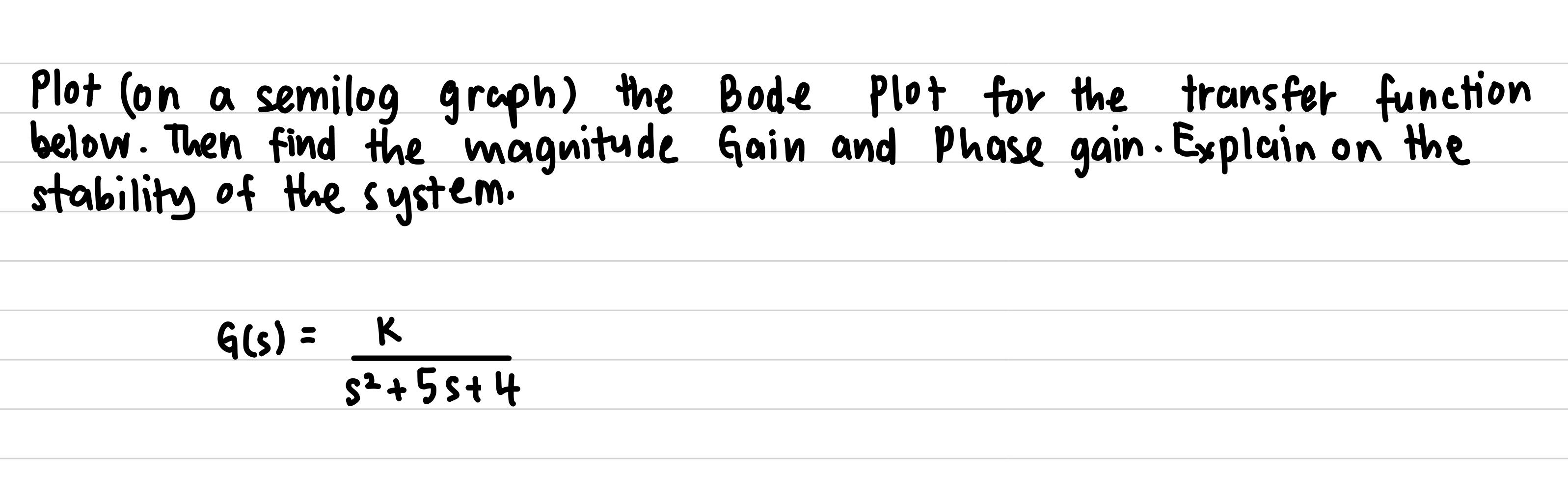 Solved Plot (on a semilog graph) the Bode Plot for the | Chegg.com