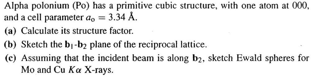 Alpha polonium (Po) has a primitive cubic structure, | Chegg.com