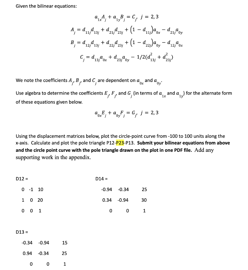 Given the bilinear equations: | Chegg.com