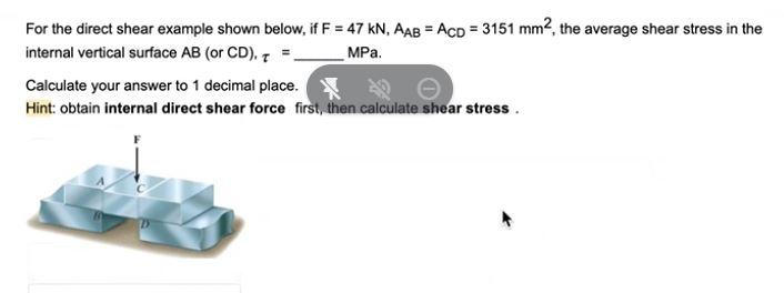 Solved For the direct shear example shown below, if | Chegg.com