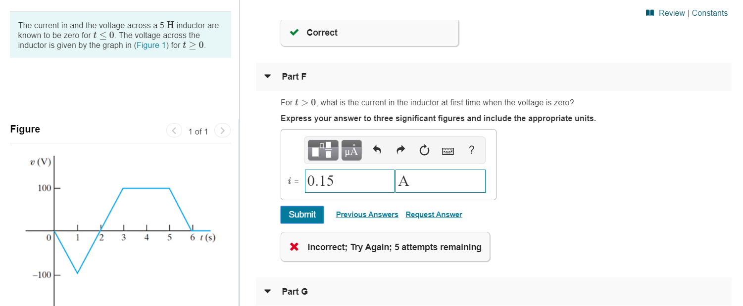 Solved Review Constants The current in and the voltage | Chegg.com