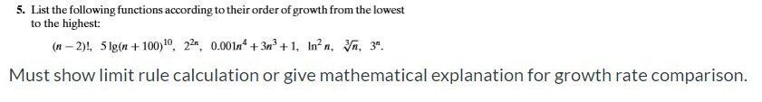 Solved 5. List the following functions according to their | Chegg.com