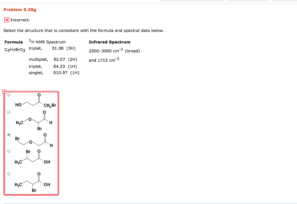 Solved Problem 9.35g XIncorrect Select the structure that is | Chegg.com
