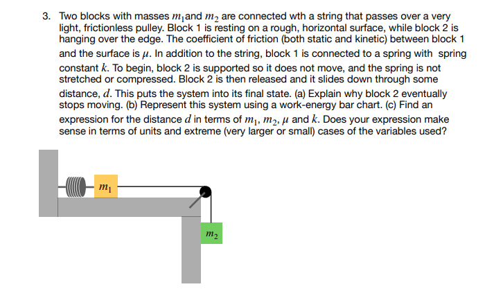 Solved Two blocks with masses m1 and m2 are connected wth a | Chegg.com