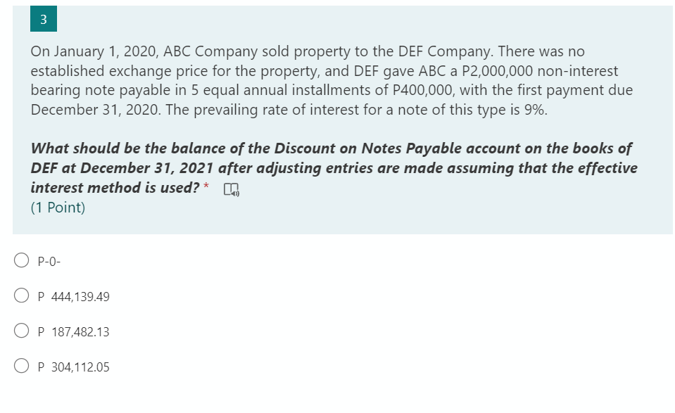 Solved 3 3 On January 1, 2020, ABC Company sold property to | Chegg.com