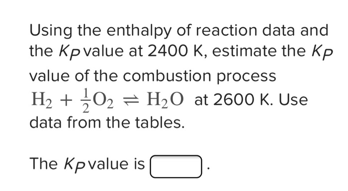Solved Using the enthalpy of reaction data and the Kp value | Chegg.com