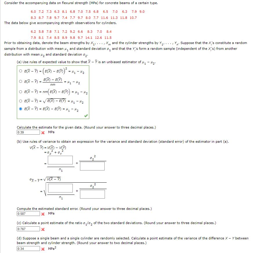 Solved Consider the accompanying data on flexural strength | Chegg.com
