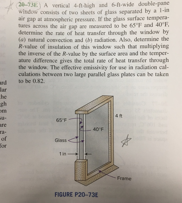 Solved 20-73E A vertical 4-ft-high and 6-ft-wide double-pane | Chegg.com