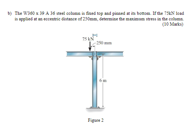 Solved b) The W360 x 39 A 36 steel column is fixed top and | Chegg.com