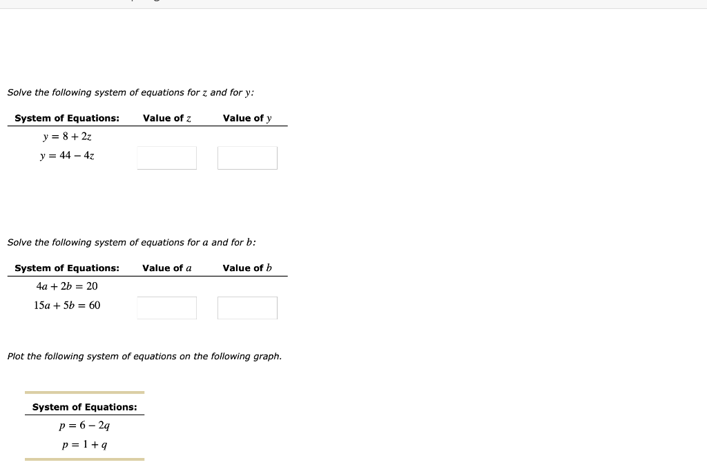Solved Solve the following system of equations for z and for | Chegg.com